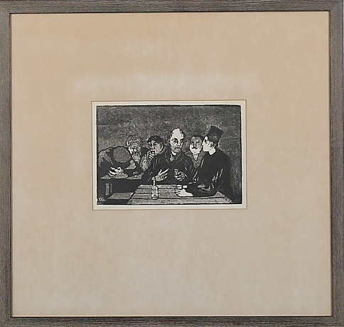 TORSTEN BILLMAN. At the tavern, etching, signed T Billman and TB in ...