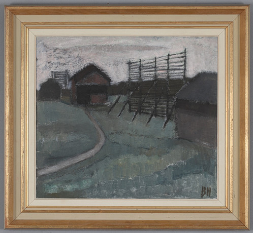 BERTA HANSSON. Gamla ladan, Olja på pannå, signerad. Konst - Måleri ...