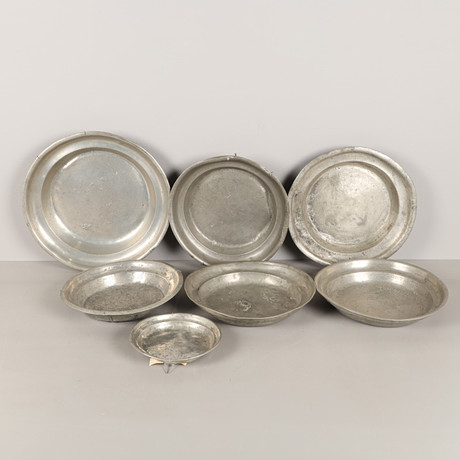 TENNFAT, 7 stycken, 17/1800-tal, bl a Carl Wessman, Stockholm. Silver ...