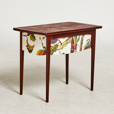 SIDE TABLE / SEWING TABLE, with storage, teak and teak veneer, the top ...