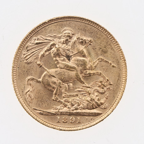 A QUEEN VICTORIA 1891 'JUBILEE HEAD' GOLD FULL SOVEREIGN. Coins, Medals ...