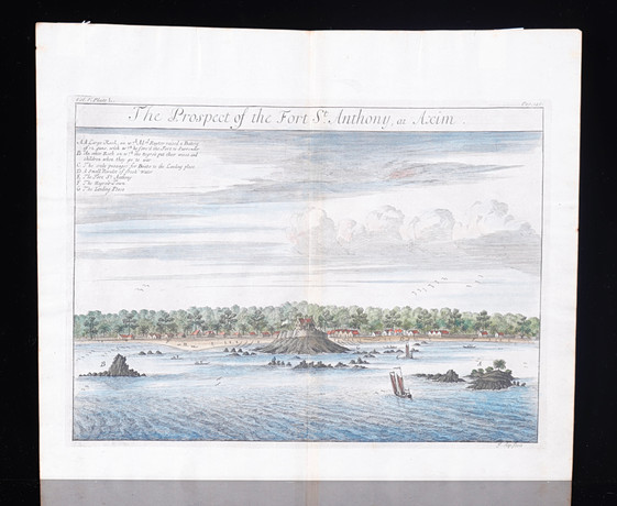 COPPER STICK, View of Fort St. Anthony at Axim, hand-coloured, 18th ...
