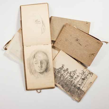 Skissböcker, två stycken av Karl Nordström, en av Elsa Nordström samt ...