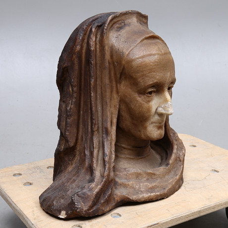 BYST, stenmassa, kvinna med drapering, 1800/1900-tal. Konst - Skulptur ...