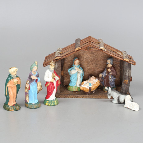 JULKRUBBA MED FIGURER, 9 delar, 1900-talets mitt. Övrigt - Övrigt ...