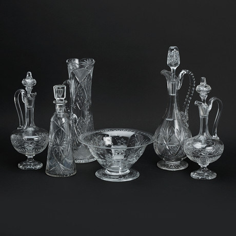 GLASS OBJECTS, 6 pieces, second half of the 20th century. Glass ...