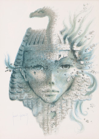 FRANCIS DE LASSUS SAINT-GENIES. Kvinnoansikte, signerat tryck. Konst ...