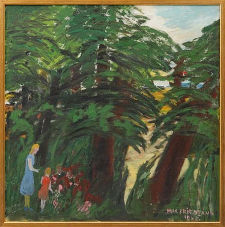 MAX FRIEDLAND. Figures among greenery, oil on canvas, signed and dated ...