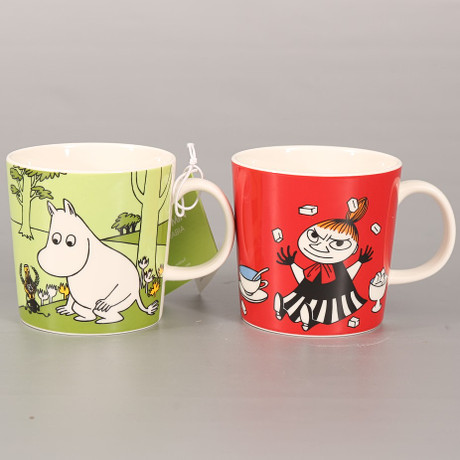 MUGGAR, porslin, Mumin, Arabia, 2 stycken, "Lilla My", "Mumintroll ...