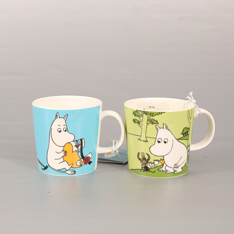 MUGGAR, porslin, Mumin, Arabia, 2 stycken, "Mumintroll", "Mumintroll ...