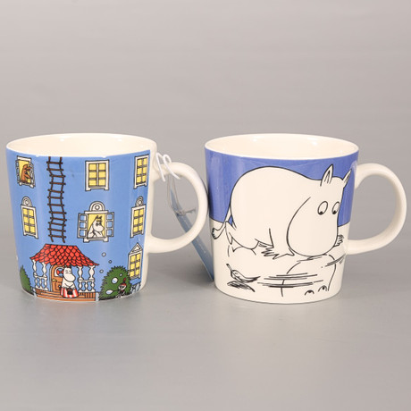 MUGS, porcelain, Moomin, Arabia, 2 pieces, "Moomin house", "Moomin on ...