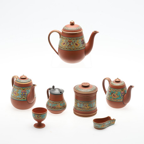 F & R PRATT. A QUANTITY OF VICTORIAN TERRACOTTA PRATTWARE POTTERY ...