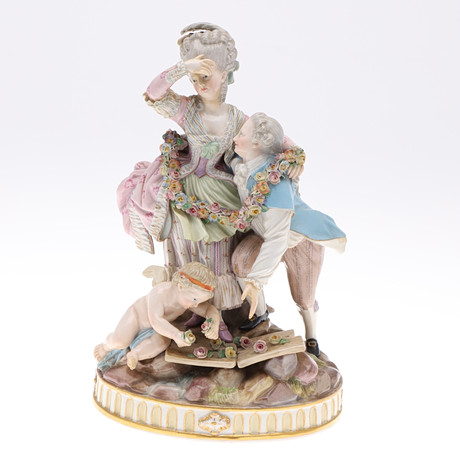 19THC MEISSEN FIGURE GROUP - THE BROKEN BRIDGE. Ceramics & Porcelain ...