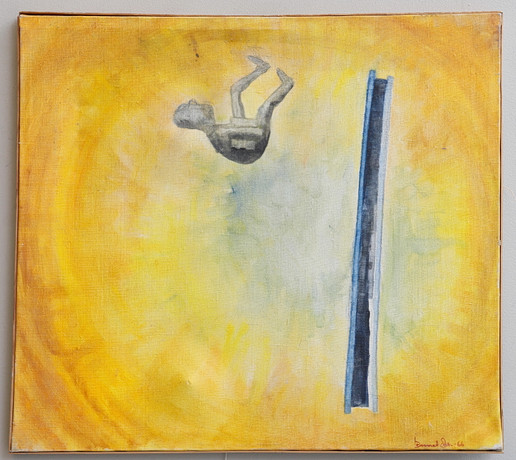 BENNET EDH. Falling figure, oil on canvas, signed and dated -66. Art ...