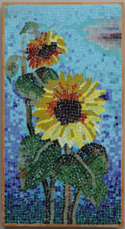 OKÄND KONSTNÄR. tavla, mosaik, solrosor, osignerad. Konst - Övrigt ...