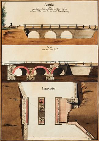 CARL LUDWIG ENGEL, Aufriss der neuerbauten Mühlen-Brücke im Thier ...