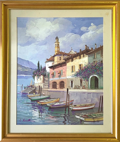 ITALIAN LAKE SCENE LITHOGRAPH. Art - Other - Auctionet