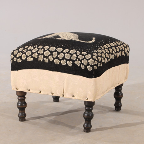 Stool, textile covered with leopard print. Furniture - Armchairs ...