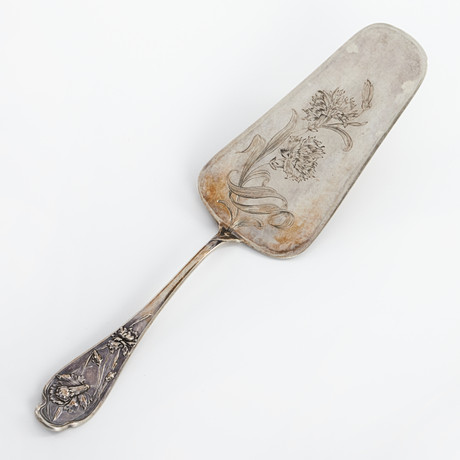CAKE SPADE, silver, Germany early 20th century, art nouveau, engraved ...