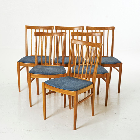 CARL MALMSTEN. 6 stolar, "Herrgården", ek, sitsar klädda med textil ...