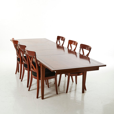 GRANGE, dining room set, 7 pieces, cherry veneer, labelled. Furniture ...