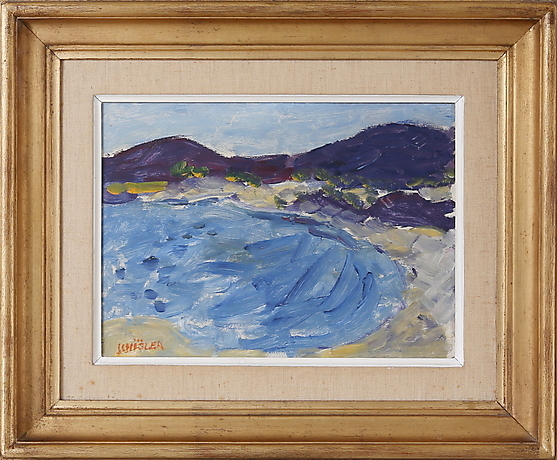 INGE SCHIÖLER. Havsviken, oil on Board, signed. Art - Paintings - Auctionet