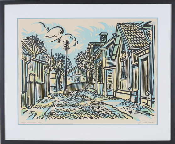 SVEN OLOW OLSSON (1924-1971). Grafiskt blad, "Nedre Bergsgatan ...