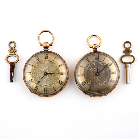 AN 18CT GOLD OPEN FACED POCKET WATCH. Clocks & Watches - Pocket & Stop ...