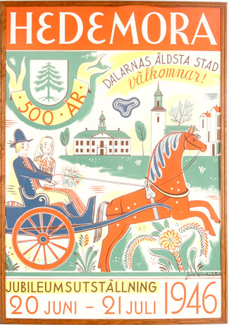 ADVERTISING POSTER, color lithographic print, "Hedemora Dalarna's ...