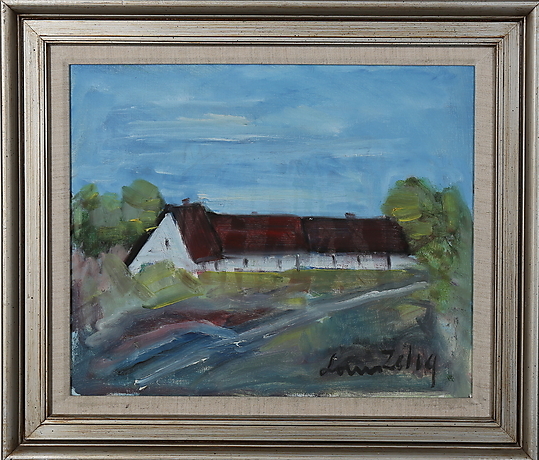 LOUIS ZELIG. Oil on canvas, house in landscape, signed. Art - Paintings ...