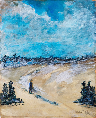 EDUARD KUTSAR (ESTLAND 1902-1970). Landscape with male figure, signed ...