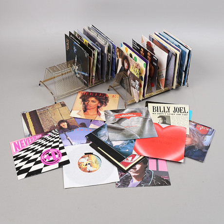 EP/SINGLES, approx. 50 vinyl records, with vinyl rack, 1980s ...