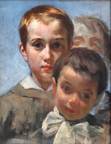 PERE BORRELL DEL CASO. "Retratos de Ramon, Julio y María Borrell". Arte ...