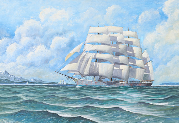 HANS BRUNNSTRÖM. Marinmålning, olja på duk, signerad H. Brunnström ...