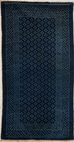 ORIENTAL RUG, BaoTou, China, antique, floral brocade, meander border ...