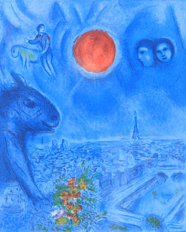 MARC CHAGALL. Efter. Sol i Paris, tryck. Konst - Grafik - Auctionet