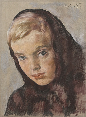 LOTTE LASERSTEIN. PASTELL on paper, female portrait, signed, 1900s. Art ...