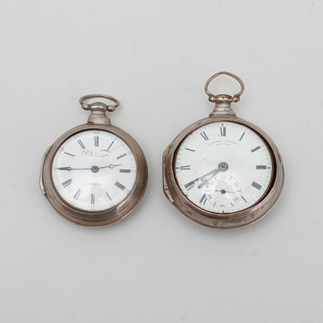 POCKET WATCH, 2 pcs, silver, George Prior and DD Neverer, London, 17th ...