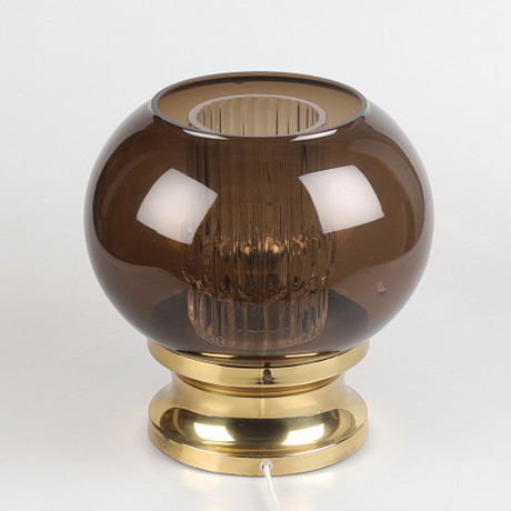 CARL FAGERLUND. Tischlampe, Glas & Messing, Orrefors, 1970er Jahre ...