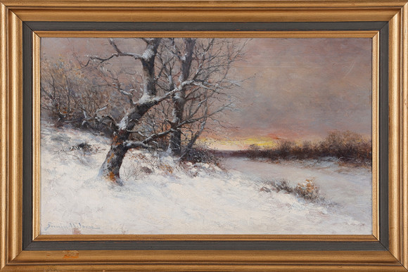 SEVERIN NILSSON. "Big Sickla" winter landscape, oil painting on wooden ...