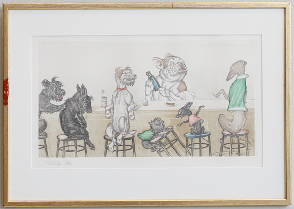 BORIS O'KLEIN. "Private Bar", Color etching, signed in the print and ...