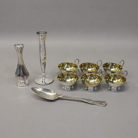 NINE PIECES OF SILVER OBJECTS INCL. PUNCH MUGS. Silver & Metals ...