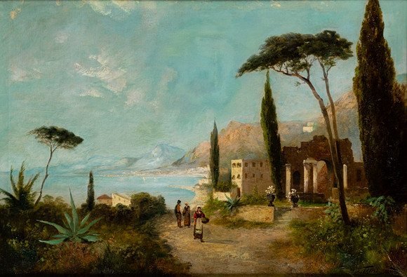 GEORG FISCHHOFF (1859-1914). Italian coastal landscape. Art - Paintings ...