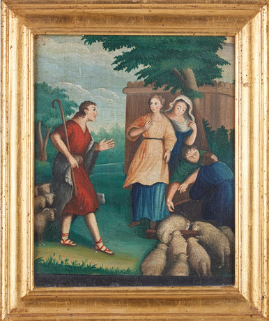 UNKNOWN ARTIST, 19th century, Rebecka at the well, oil painting on ...