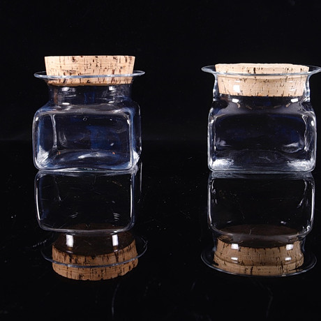 GLASBURKAR 2 st, "Kvadrat" Boda, Signe Persson Melin. Glas - Bruksglas ...