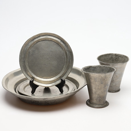 Pewter objects, 6 pieces, including Jönköping, 17th-18th century ...
