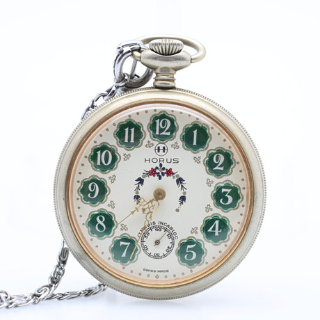 POCKET WATCH, Horus, dial with enamel in relief, hunting scene on cover ...