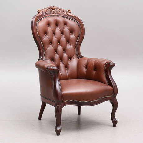 LEATHER ARMCHAIR, Rococo style, Alsterbro, late 20th century. Furniture ...