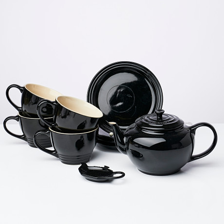 TEA SET, 6 pieces, glazed stoneware, Le Creuset, France. Ceramics ...