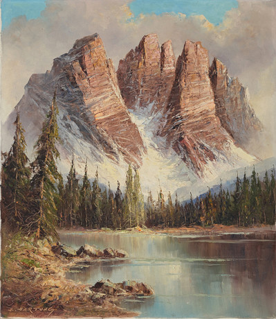 CLEMENS HEINRICH HARTUNG. "At the Karer See in the Dolomites". Oil on ...